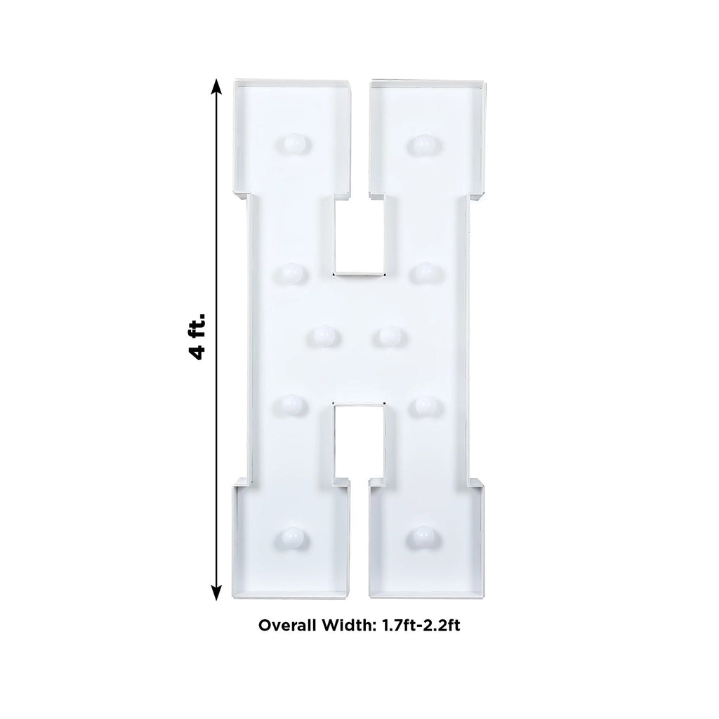 4ft White LED Marquee Letter "H" | TableclothsFactory