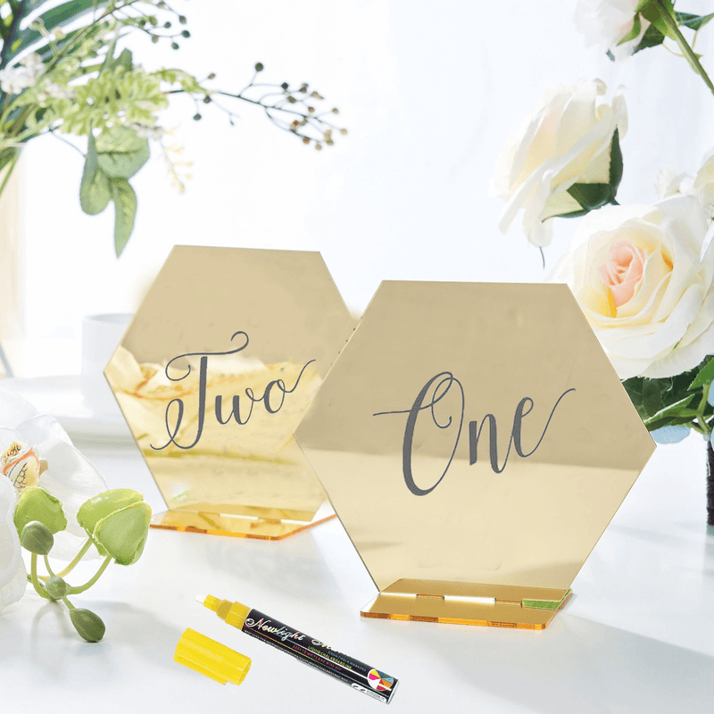 Gold Frame Acrylic Table Sign Holders 5"x9" | TableclothsFactory