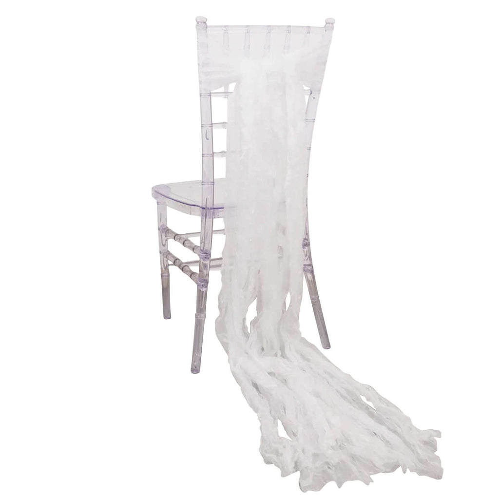 Crinkled Organza Chair Sashes White | TableclothsFactory