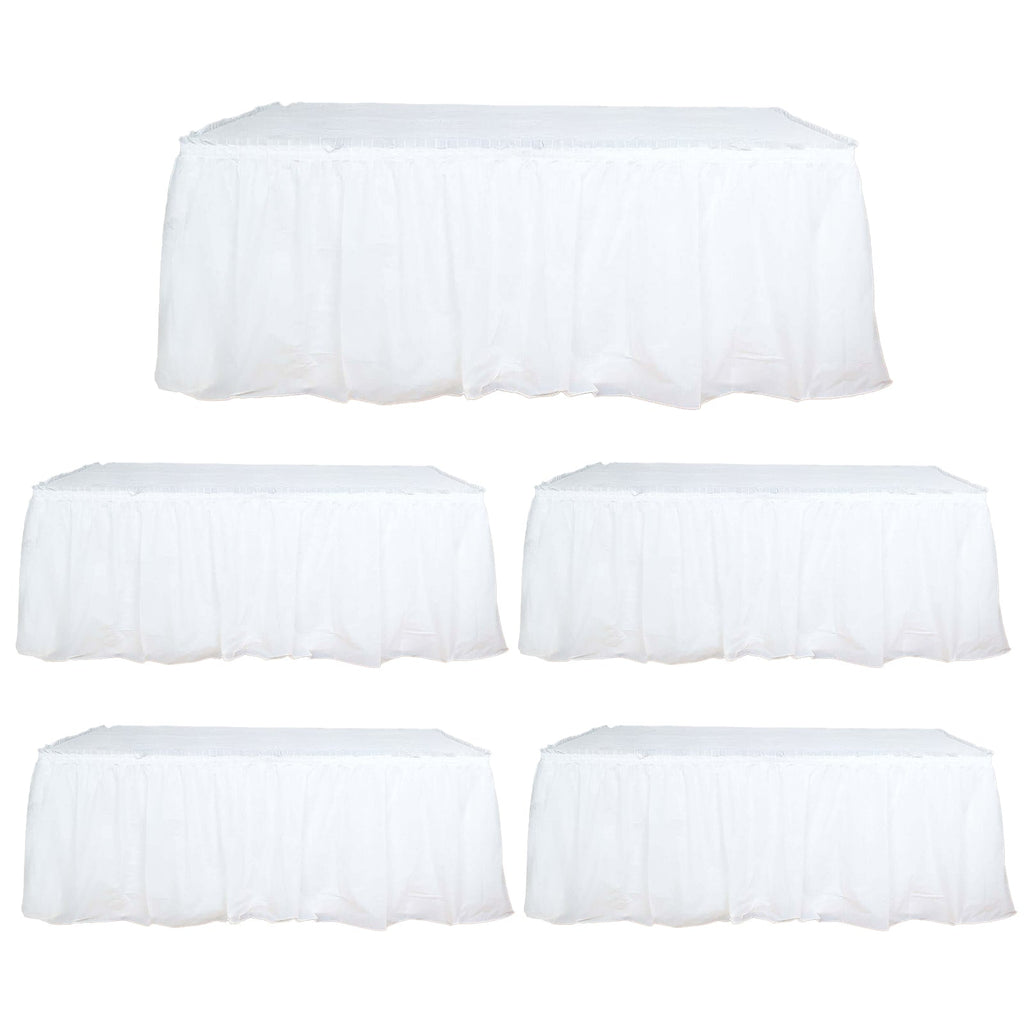 Plastic Ruffled Table Skirt 14ft White | TableclothsFactory