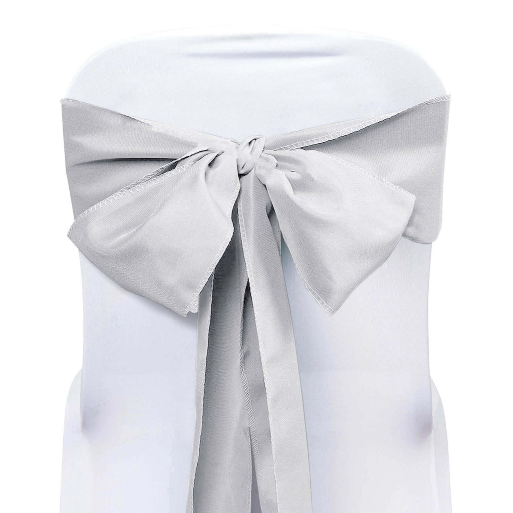 Polyester Chair Sashes 6"x108" Silver | TableclothsFactory