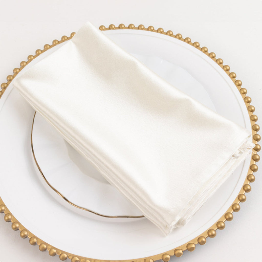 Scuba Napkins 20"x20" Shimmer Pearl White | TableclothsFactory