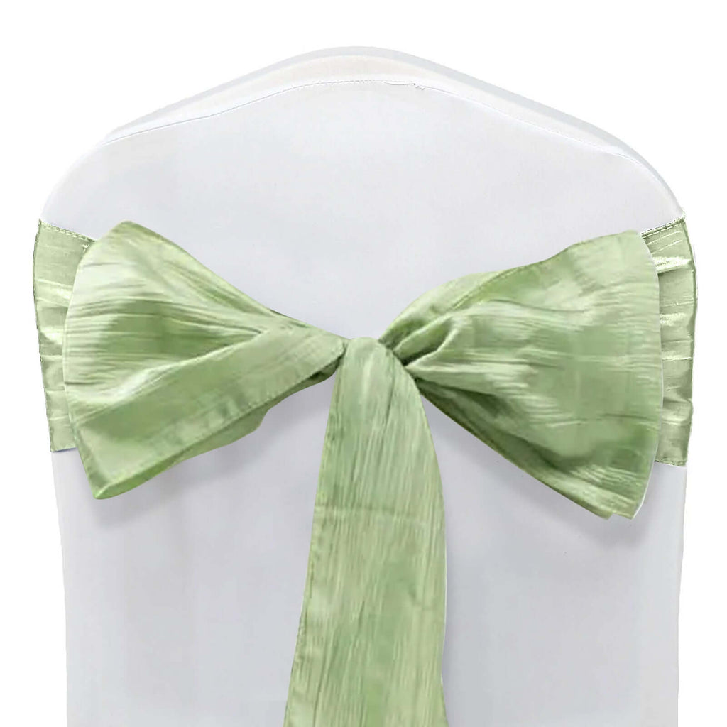 Accordion Taffeta Chair Sashes Sage Green 6"x106" | TableclothsFactory