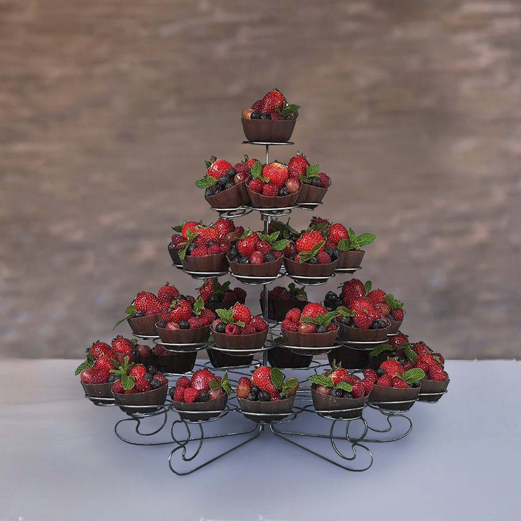 5-Tier Metal Cupcake Stand 15" Silver | TableclothsFactory