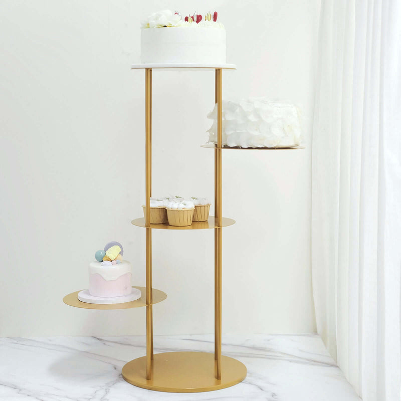 Metal Hexagonal Cake Display Stand 4ft Gold | TableclothsFactory