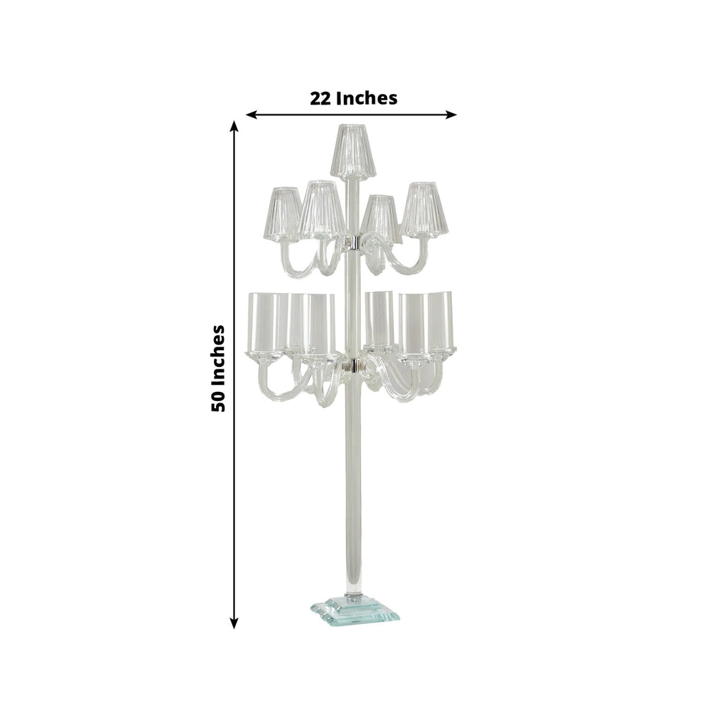 11-Arm Glass Floor Candelabra, 50" | TableclothsFactory