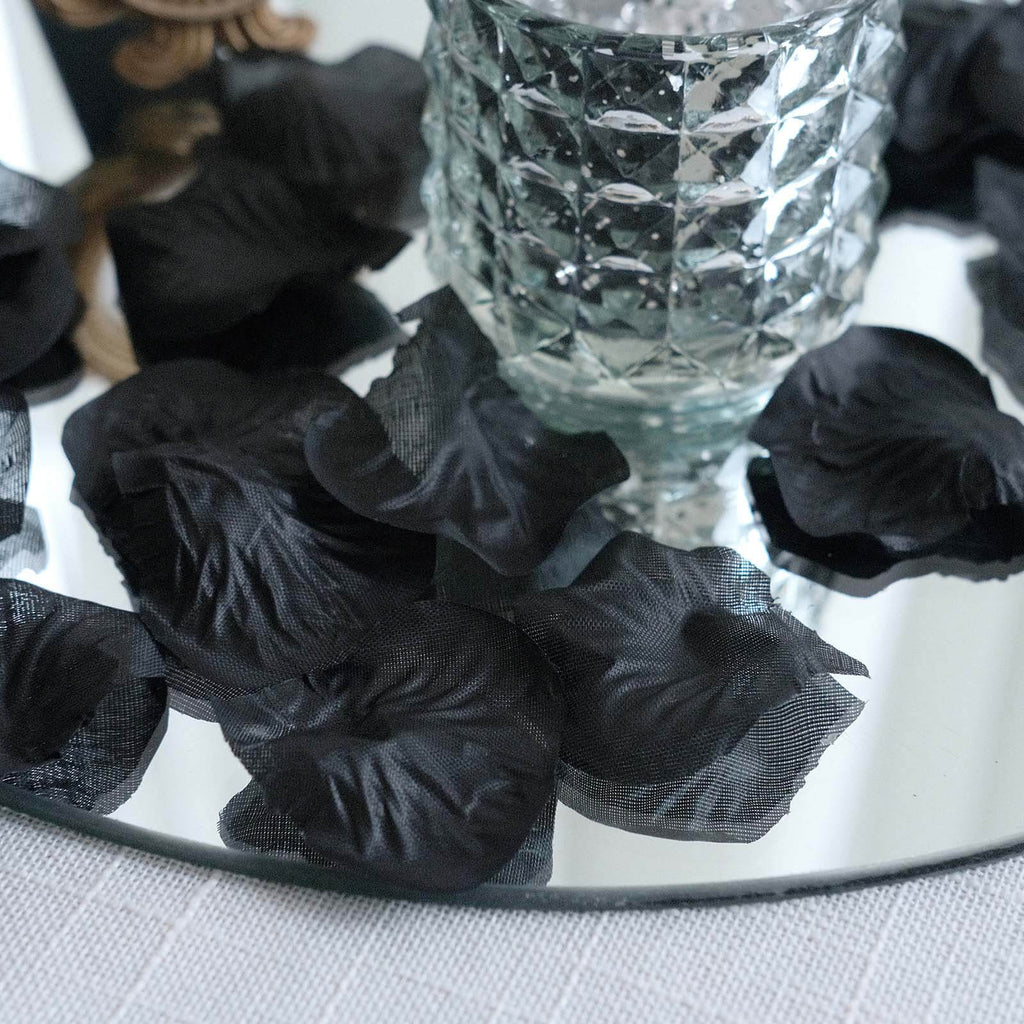 Black Silk Rose Petals 500 Pack | TableclothsFactory