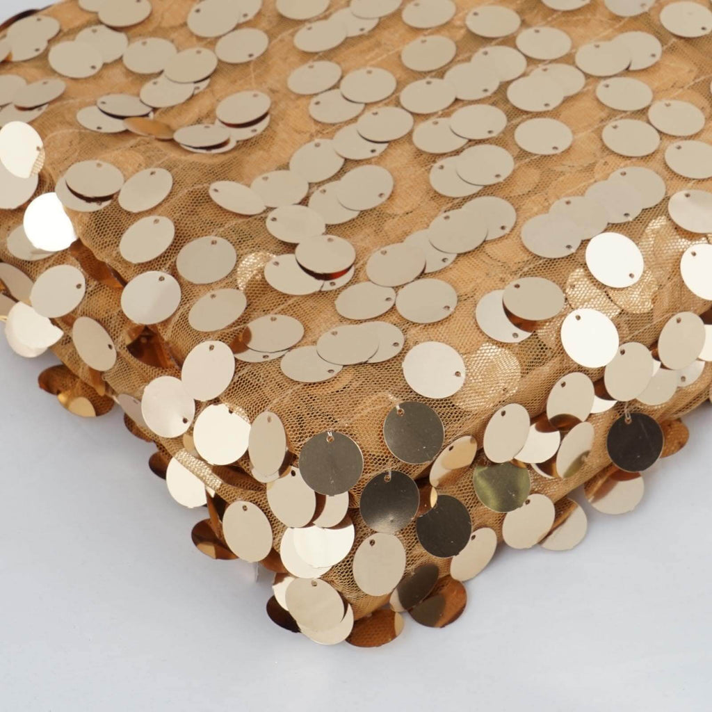 Gold Sequin Fabric Roll 54"x4 Yards | TableclothsFactory