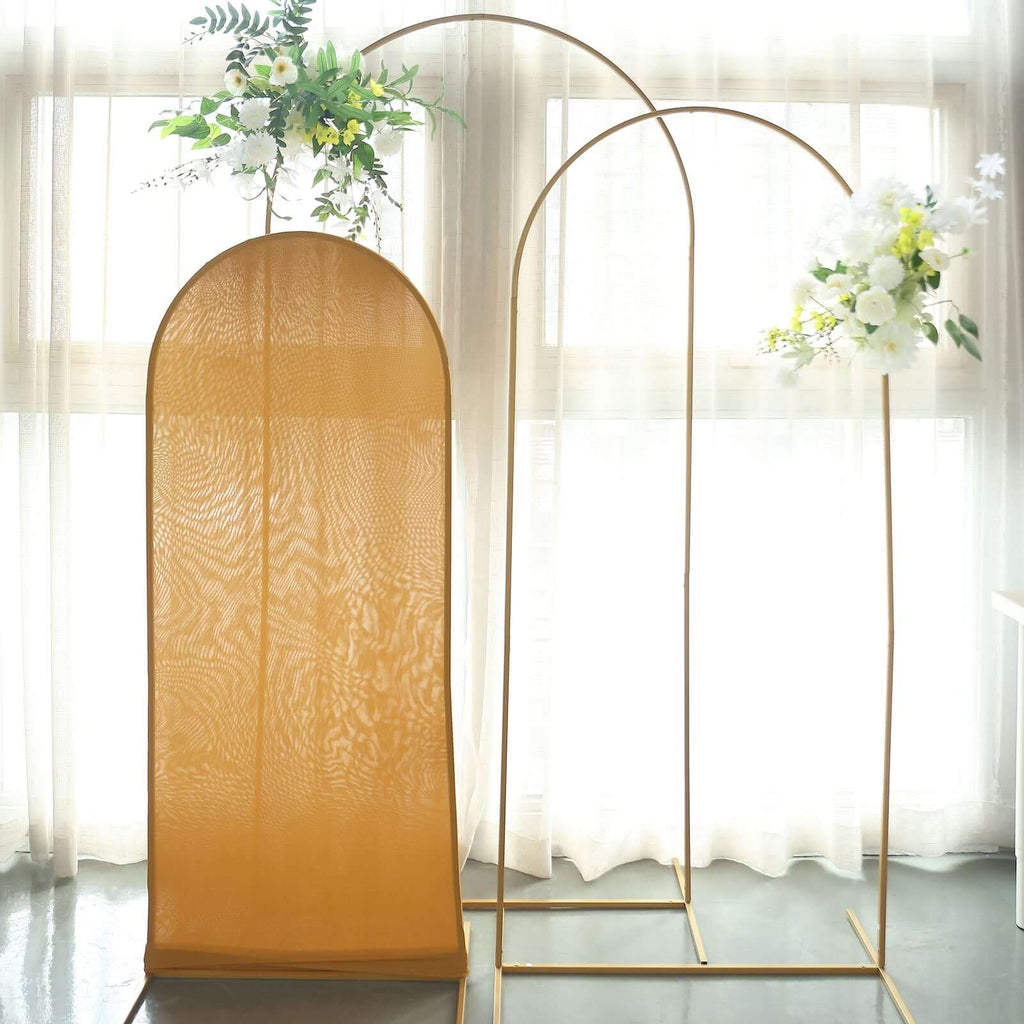 5ft Gold Spandex Backdrop Cover for Wedding Arch | TableclothsFactory