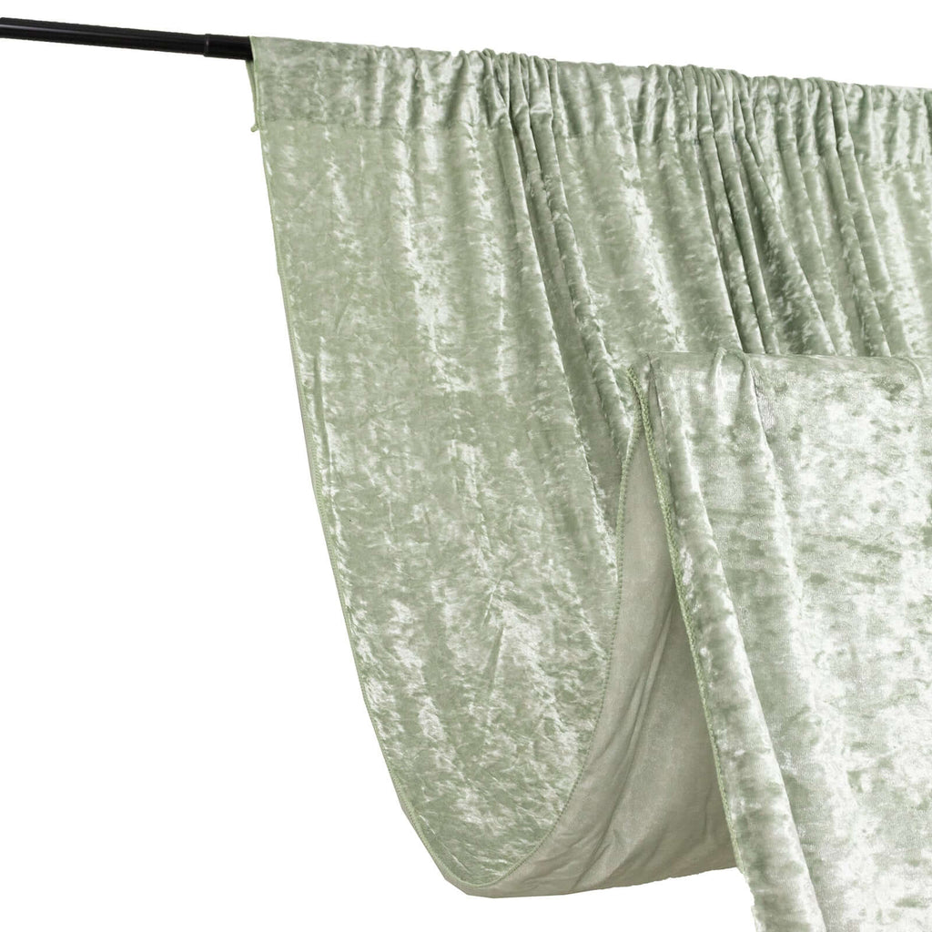 Sage Green Velvet Event Curtain Drapes 5ftx12ft | TableclothsFactory
