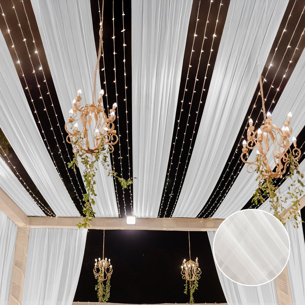 5ftx32ft White Sheer Backdrop Curtain | TableclothsFactory