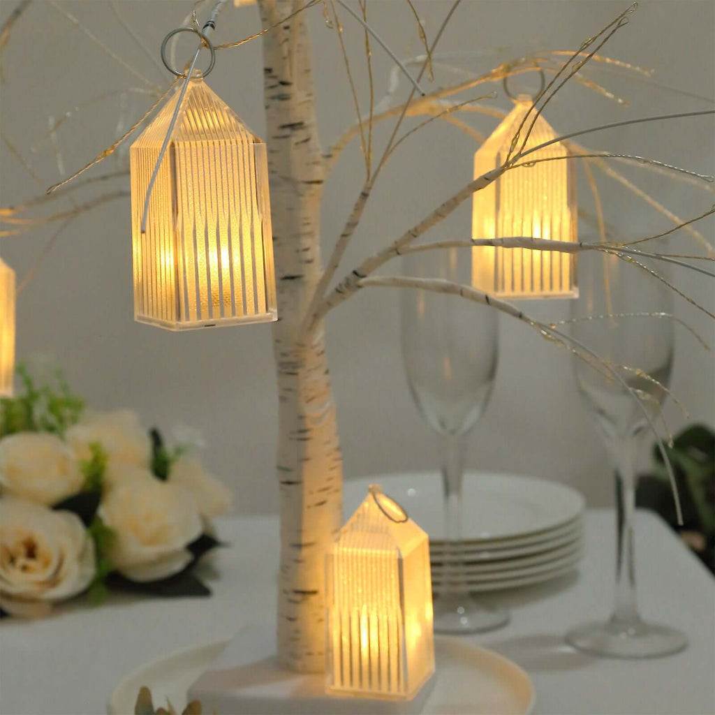 Acrylic LED Lanterns Hanging Warm White 3" | TableclothsFactory