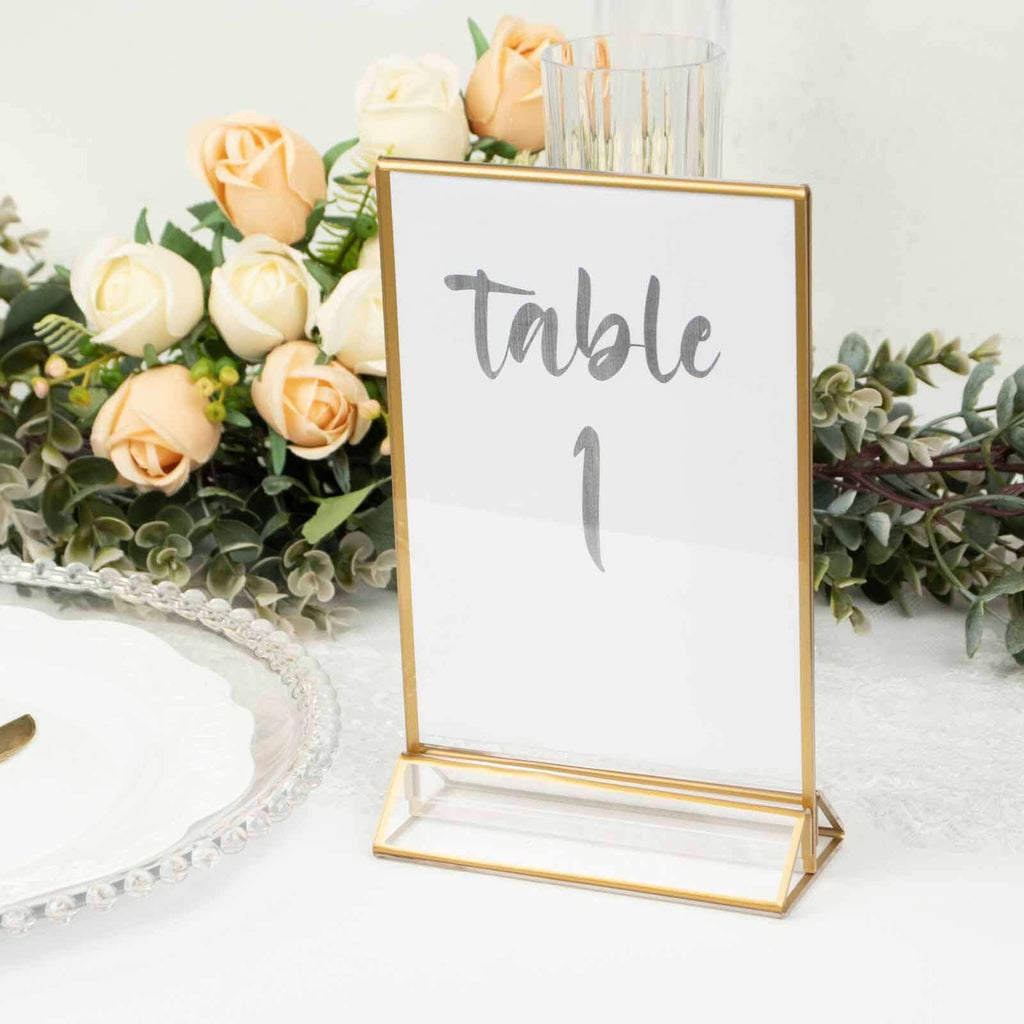 Gold Frame Acrylic Table Sign Holders 5"x9" | TableclothsFactory