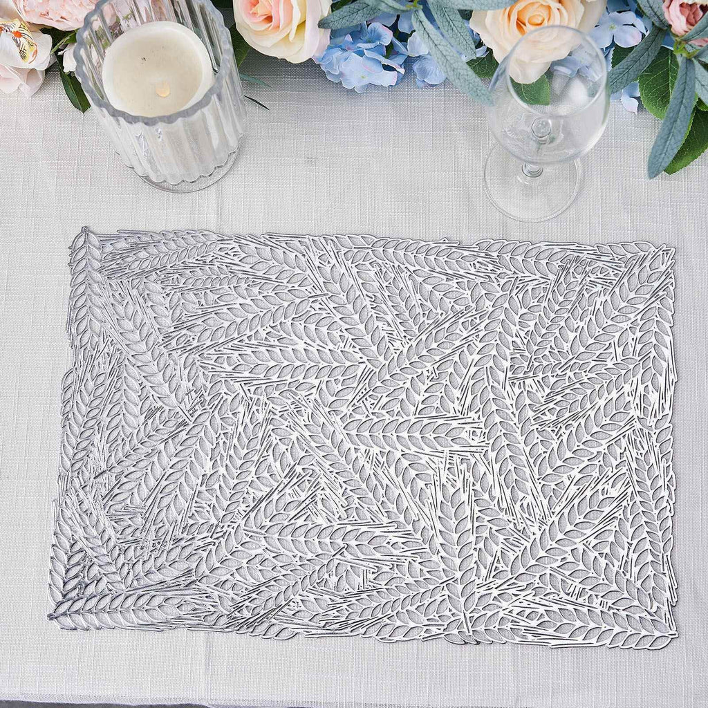 Silver Wheat Design Table Mats 6 Pack | TableclothsFactory