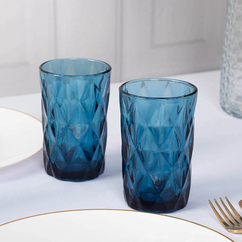 Textured Crystal Champagne Flutes Ocean Blue 6oz | TableclothsFactory