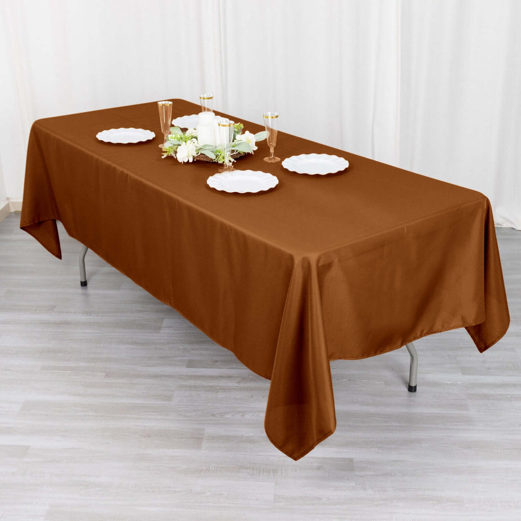 Polyester Tablecloth 60"x102" Cinnamon Brown by TableclothsFactory.com
