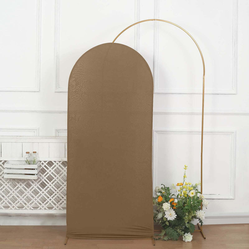7ft Matte Taupe Spandex Fitted Backdrop Cover | tableclothsfactory.com