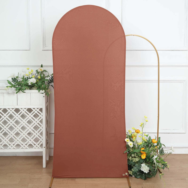 7ft Matte Terracotta Spandex Backdrop Cover | TableclothsFactory