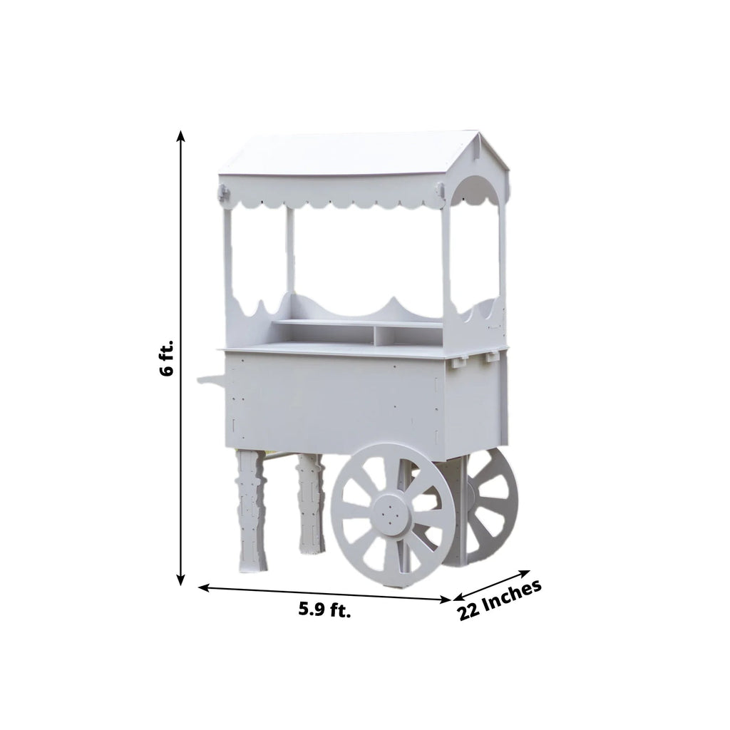 Vintage White Candy Cart Display 6ft | TableclothsFactory