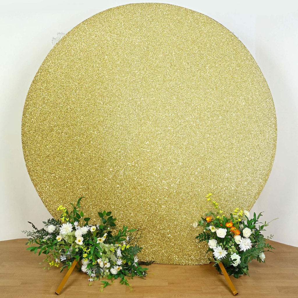 Champagne Metallic Tinsel Wedding Arch Cover | TableclothsFactory