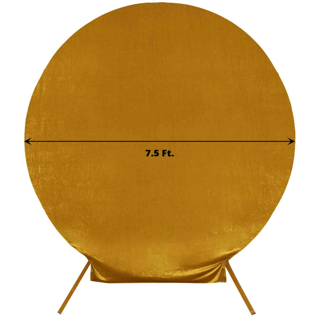 7.5ft Gold Velvet Round Backdrop Cover | TableclothsFactory