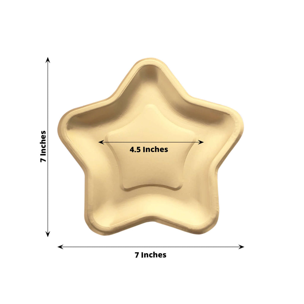 Paper Star Shaped Dessert Plates 7" Matte Gold | TableclothsFactory