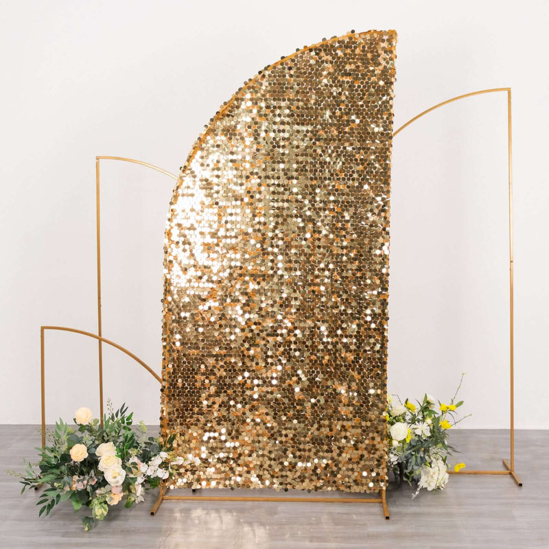 7ft Gold Metal Half Moon Floral Wedding Arbor | TableclothsFactory