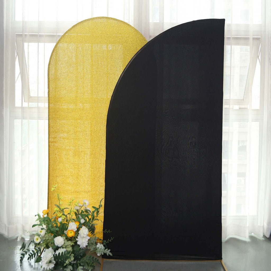 7ft Black Spandex Half Moon Backdrop Cover | TableclothsFactory