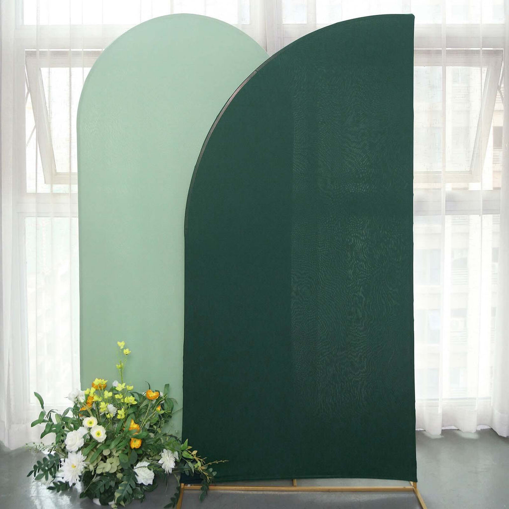 7ft Emerald Green Spandex Half Moon Backdrop Cover | TableclothsFactory