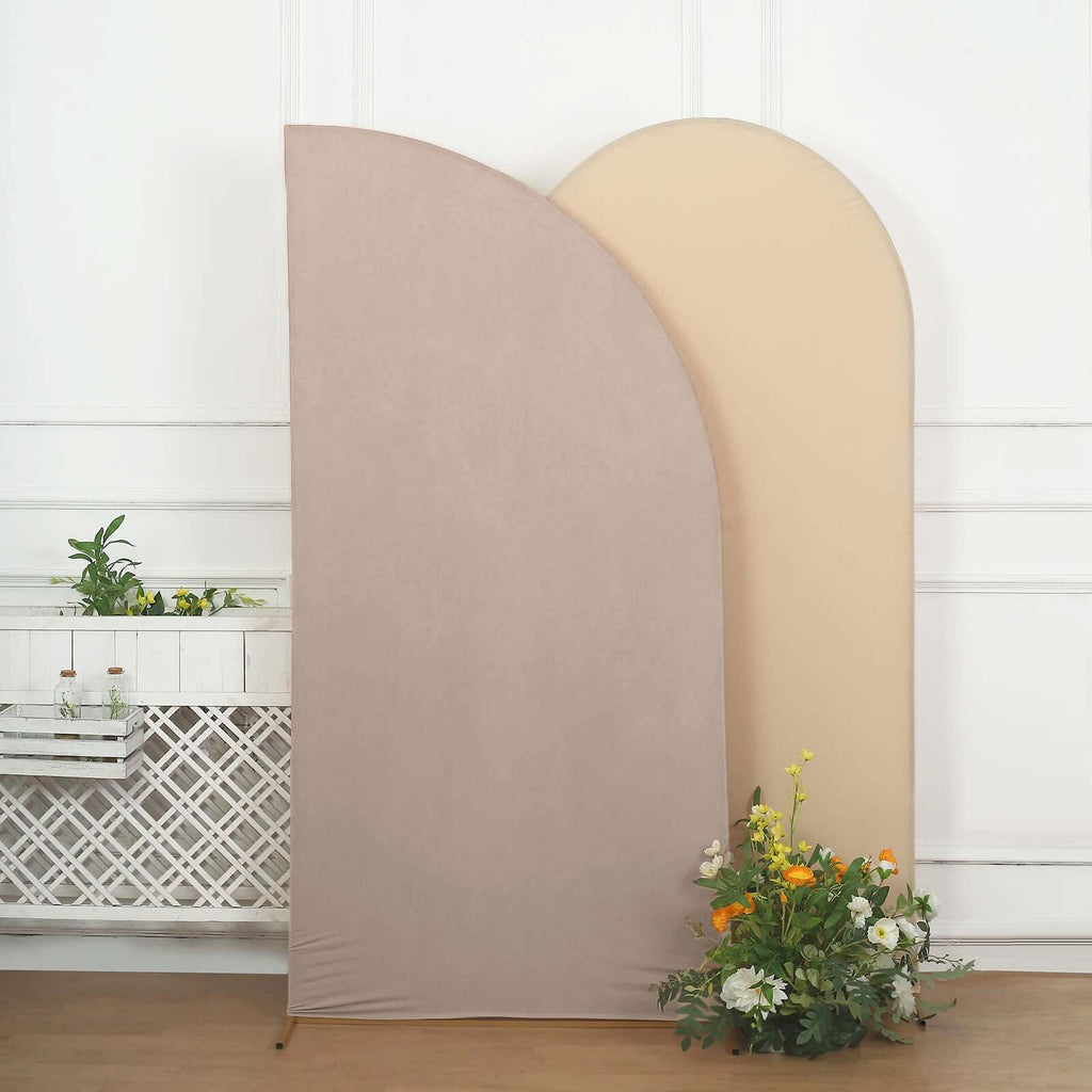 7ft Matte Nude Spandex Half Moon Backdrop Cover | TableclothsFactory