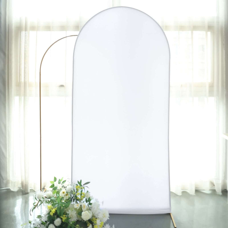 8ft Matte White Spandex Wedding Arch Cover | TableclothsFactory