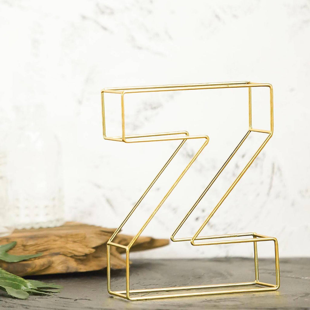Gold 3D Wire Letter Centerpiece - 8" Tall | TableclothsFactory
