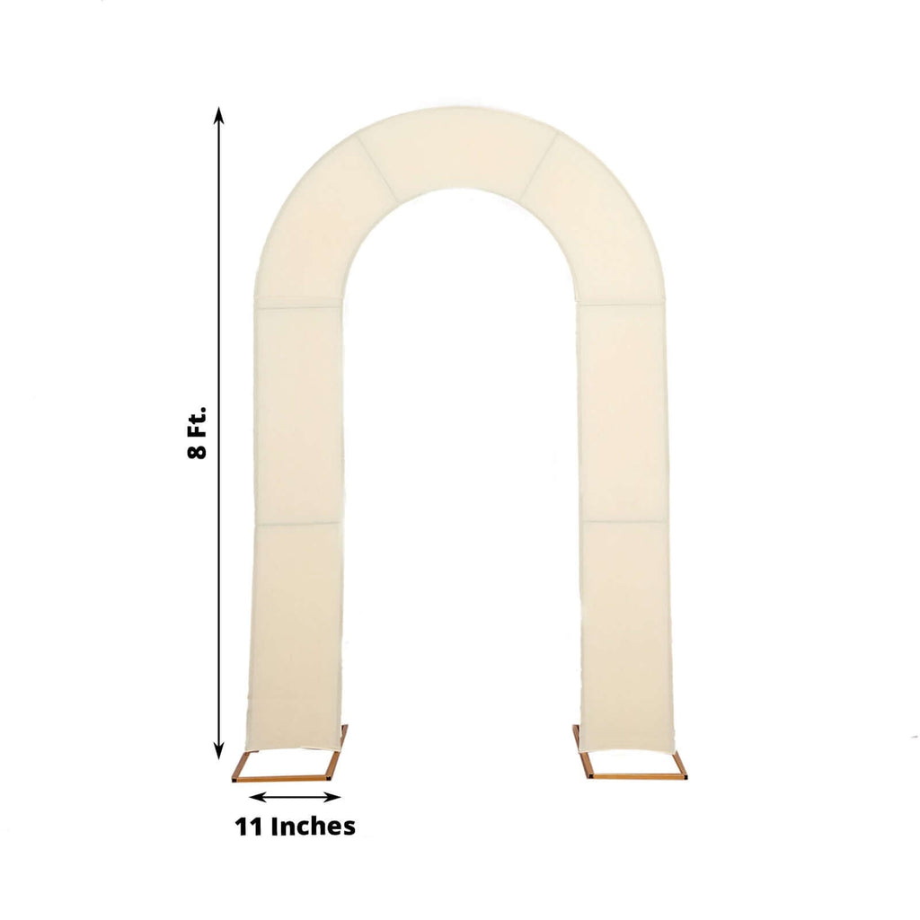 Beige Spandex Wedding Arch Cover 8ft | TableclothsFactory