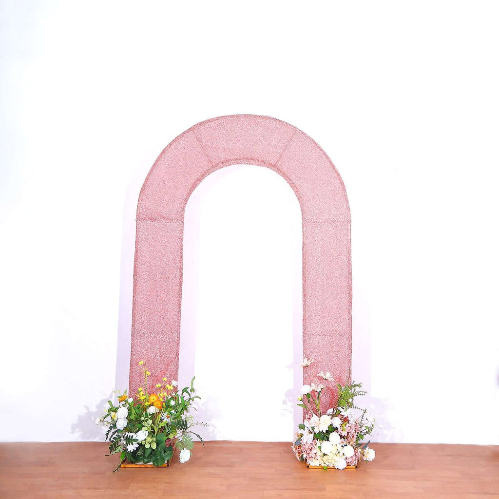Rose Gold Spandex U-Shaped Wedding Arch Cover | TableclothsFactory