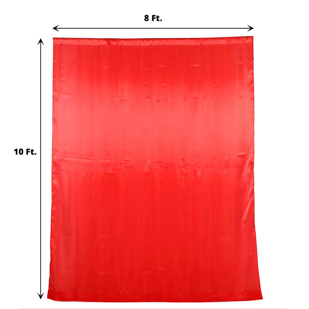 8ftx10ft Red Satin Event Curtain Drapes | TableclothsFactory