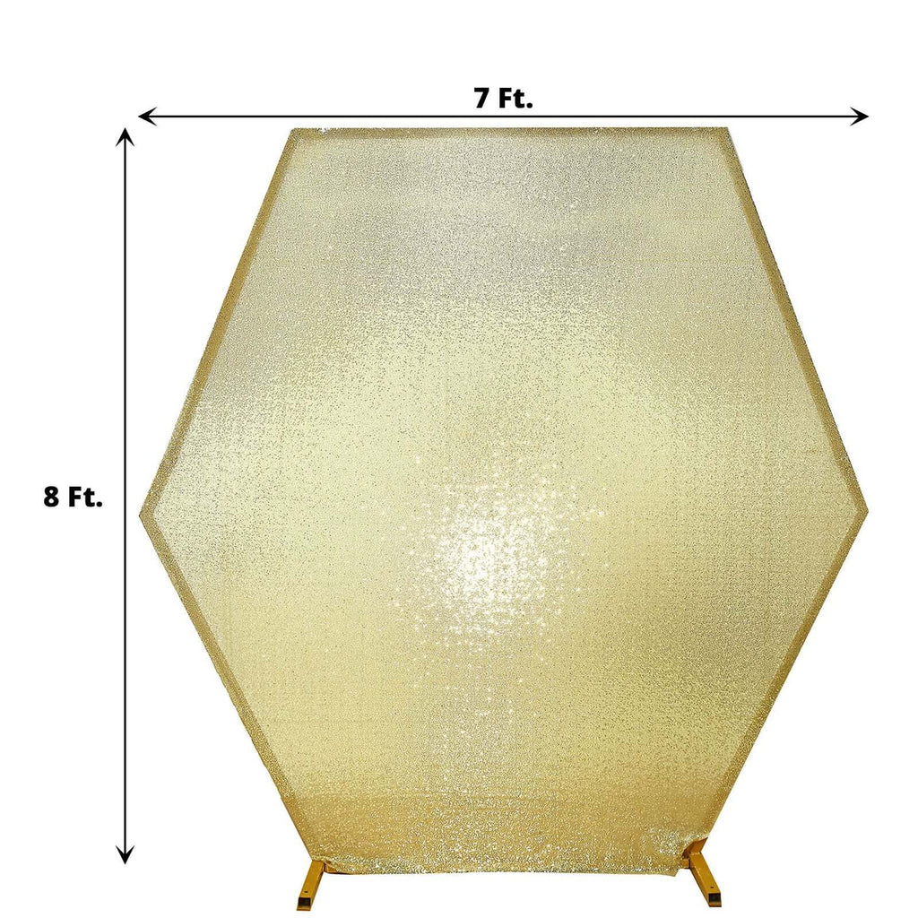 Champagne Sequin Hexagon Backdrop Cover | TableclothsFactory