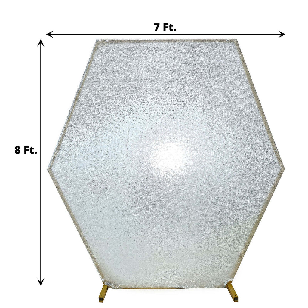 8ftx7ft Silver Sequin Hexagon Backdrop Cover | TableclothsFactory