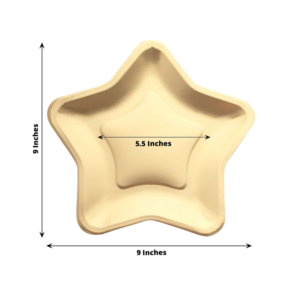 Paper Star Shaped Dinner Plates 9" Matte Gold | TableclothsFactory