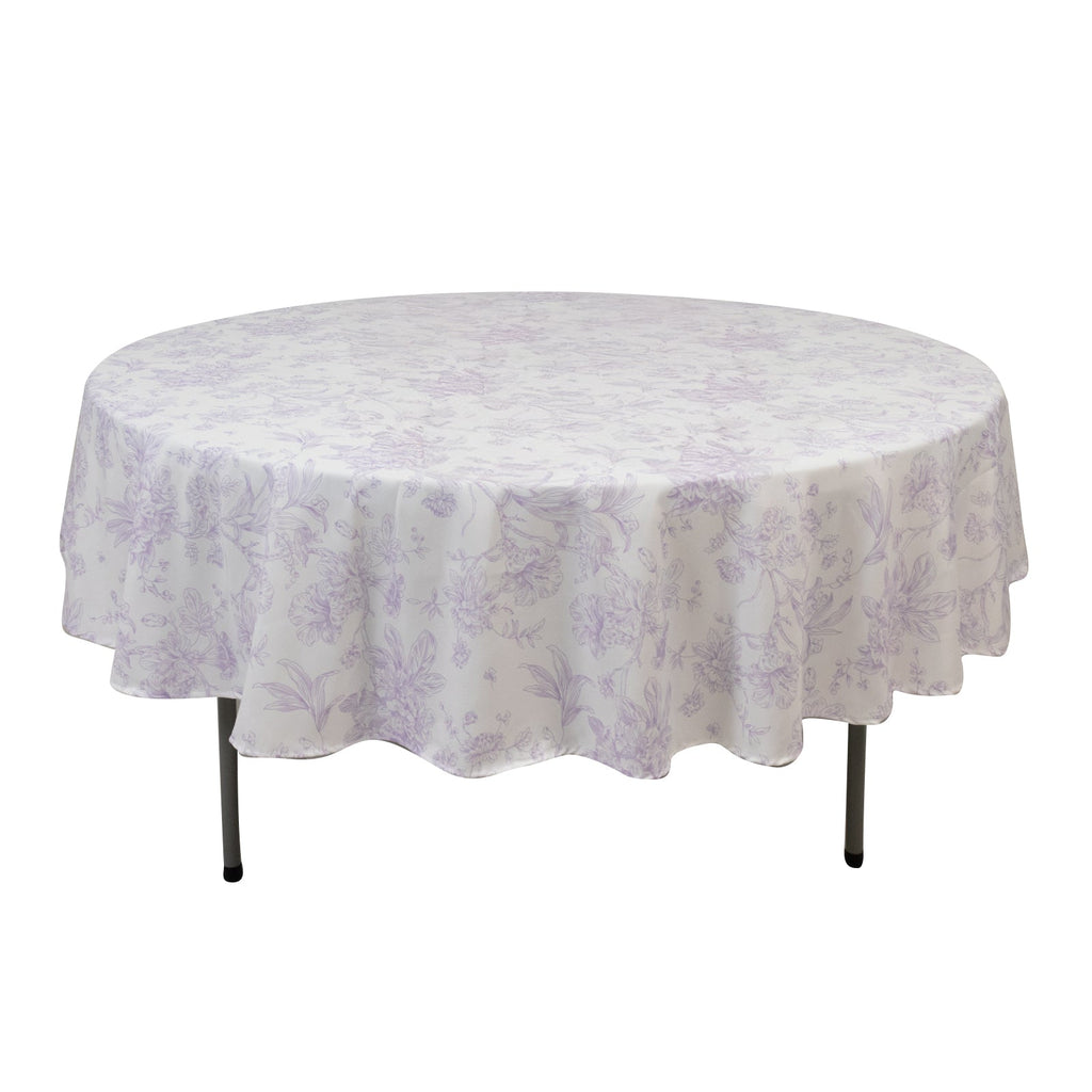 Polyester 90" Tablecloth Lavender Toile | TableclothsFactory