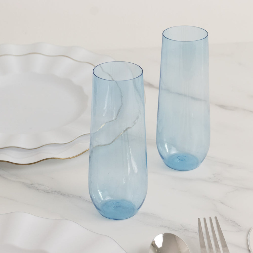 9oz Dusty Blue Plastic Flutes | TableclothsFactory