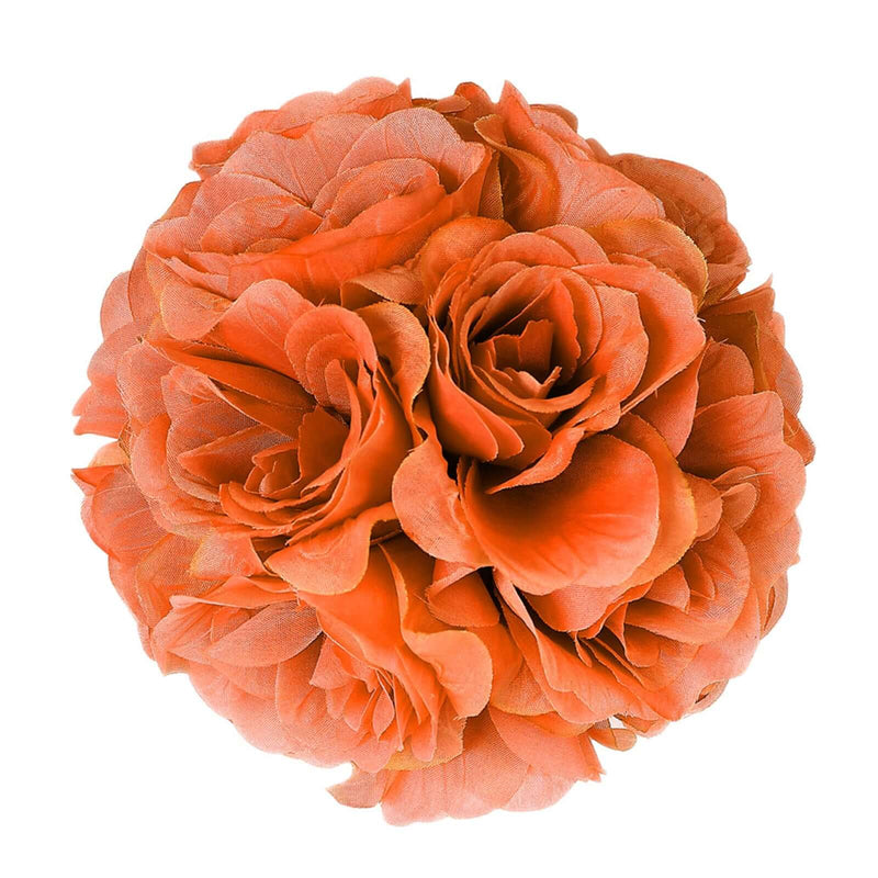 7" Red Artificial Silk Rose Kissing Ball | tableclothsfactory.com