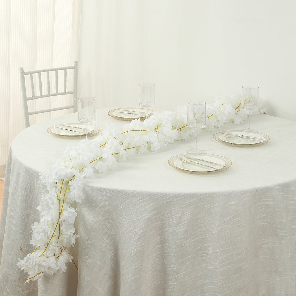 White Silk Cherry Blossom Vines 6ft | TableclothsFactory.com