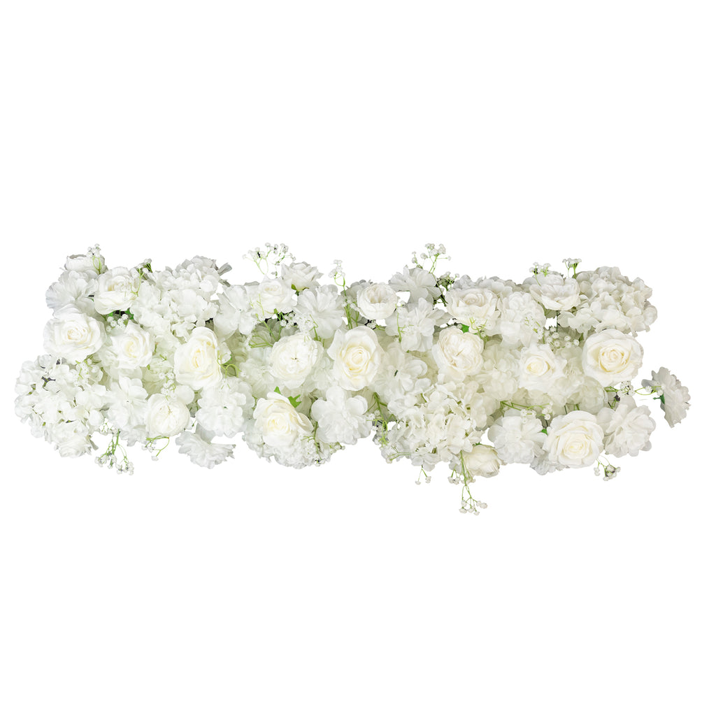 Silk Flower Table Runner 40"x16" White | TableclothsFactory