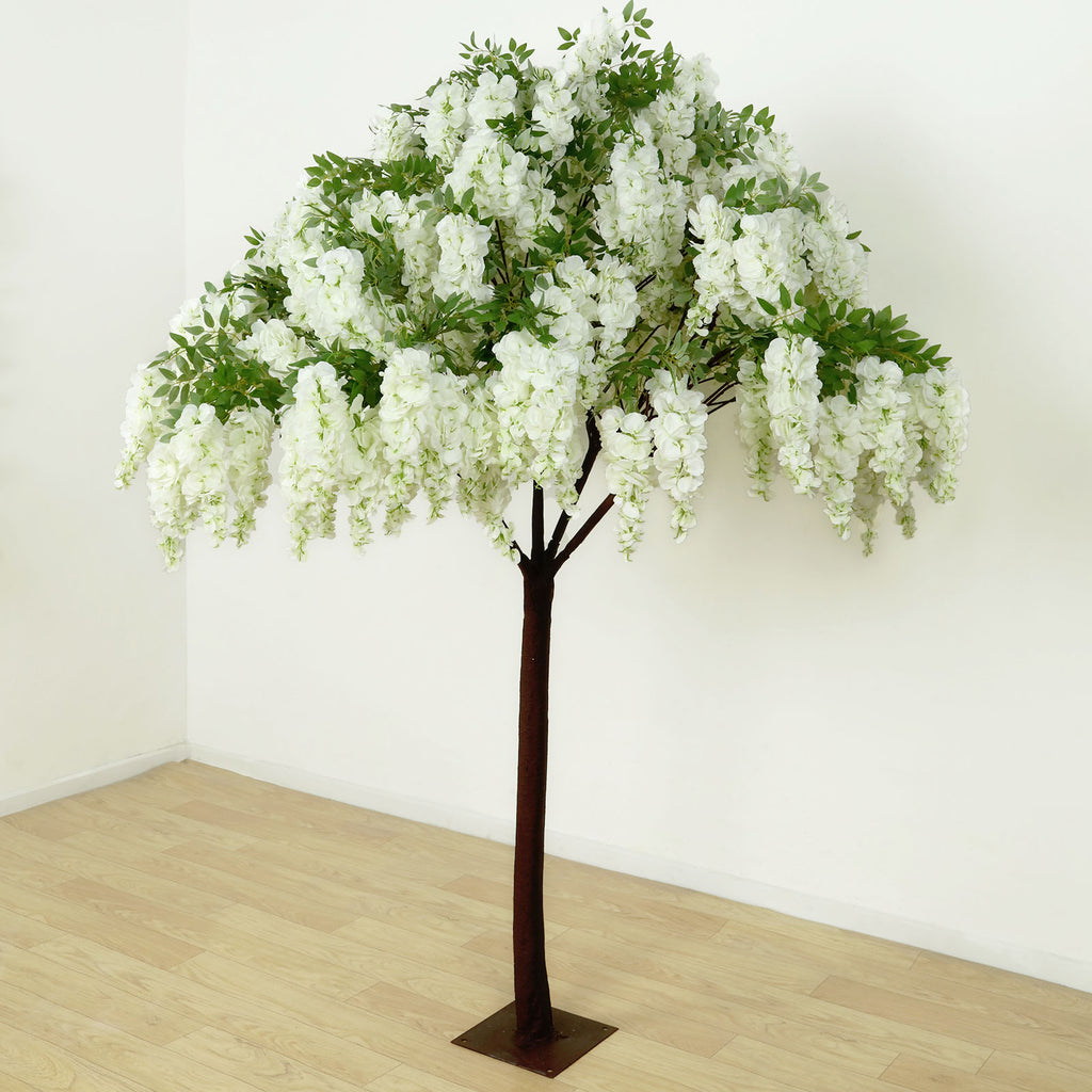 7ft Freestanding White Wisteria Tree | TableclothsFactory