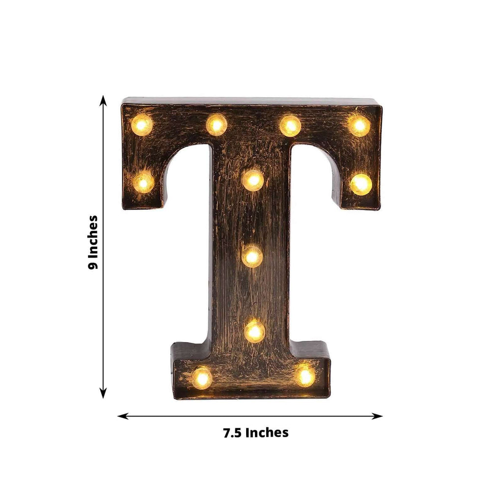 9" LED Marquee Letter "T" Antique Black by TableclothsFactory.com