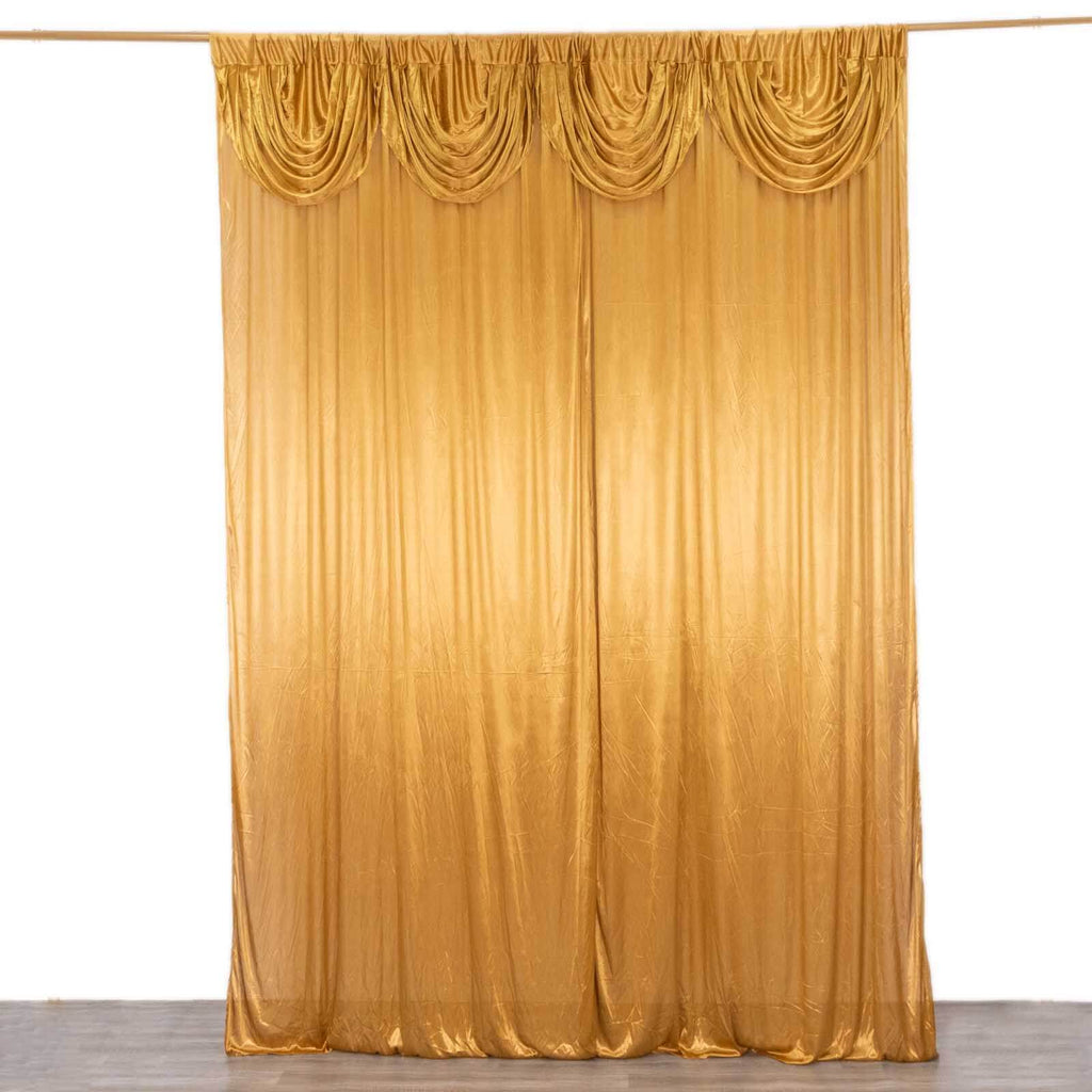 10ftx10ft Gold Satin Event Curtain Drapes | tableclothsfactory.com