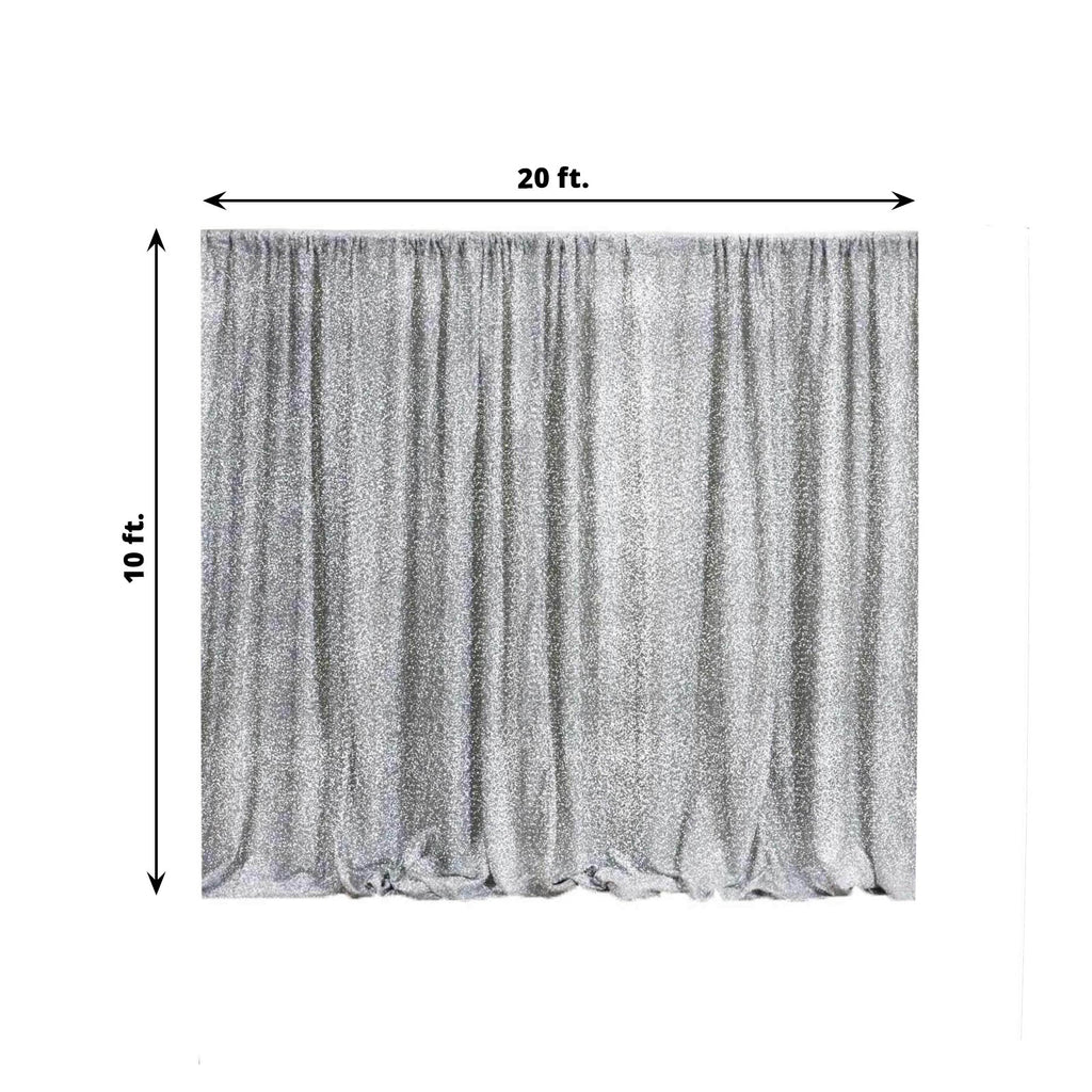 20ft Silver Metallic Shimmer Tinsel Drapes | tableclothsfactory.com