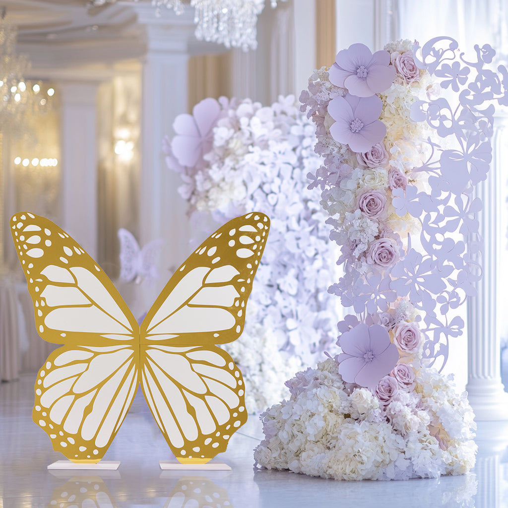 White Gold Butterfly Party Prop 3ft | TableclothsFactory.com