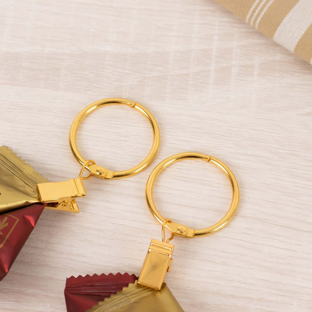 Gold Metal Curtain Clip Rings - 50 Pack | tableclothsfactory.com