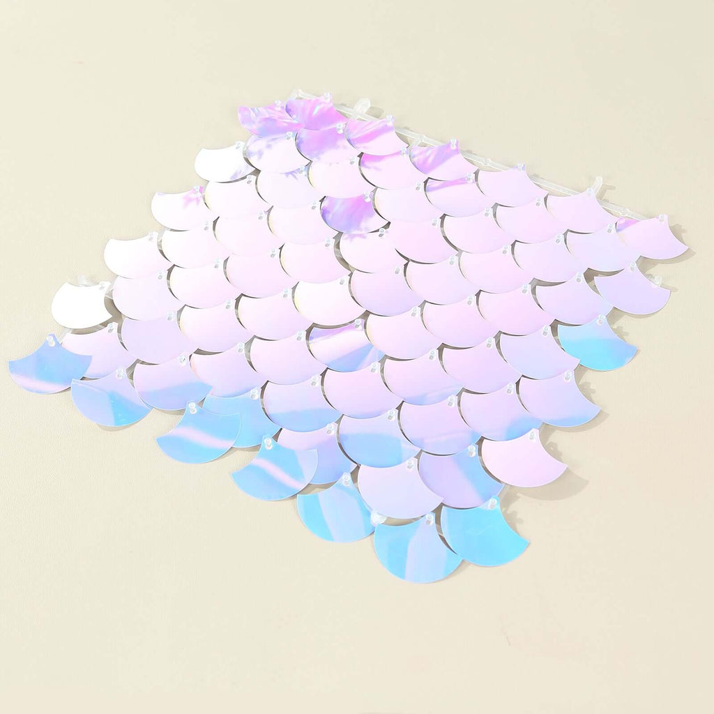 Iridescent Blue Sequin Wall Backdrop - 24 Panels | tableclothsfactory.com